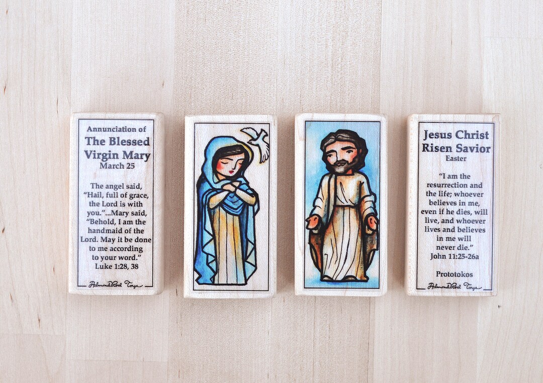 Blessed Virgin Mary and Jesus Christ Saint Block Set // 2 Blocks: Mary ...