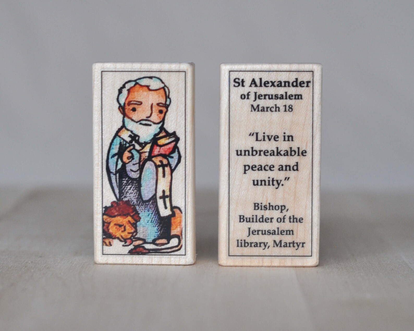 St Alexander of Jerusalem Patron Saint Block With Gift Bag // | Etsy