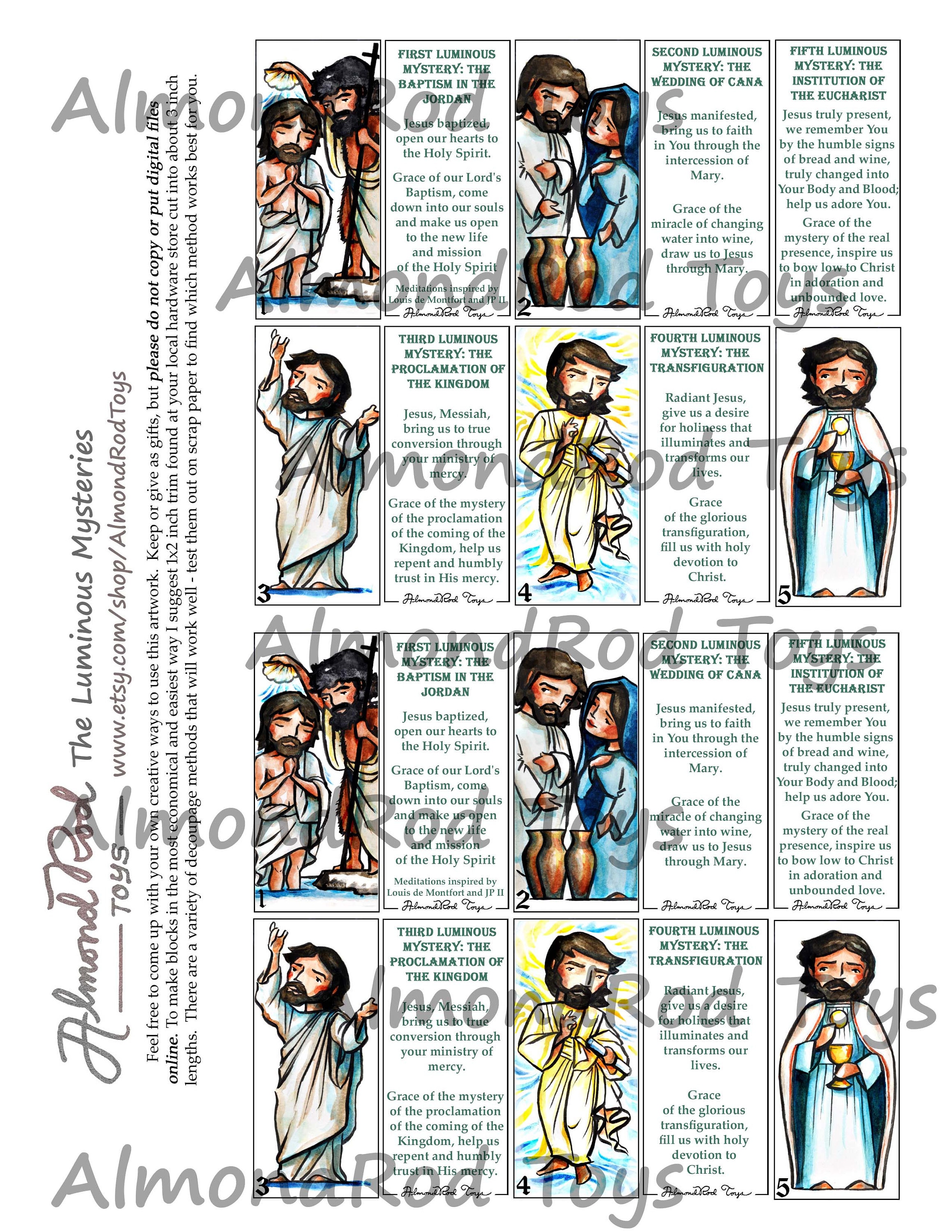Luminous Mysteries Rosary Paper Craft Sheet // Catholic DIY by - Etsy ...