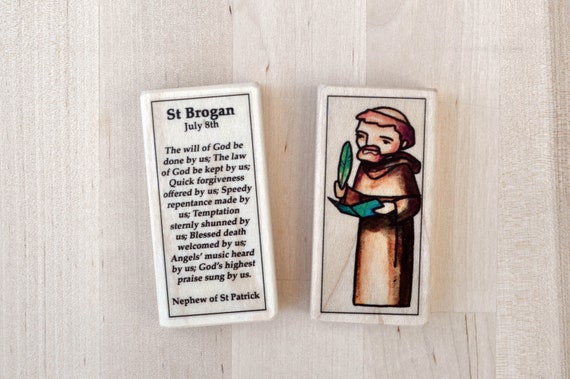 St Brogan Patron Saint Block with gift bag // nephew of St | Etsy