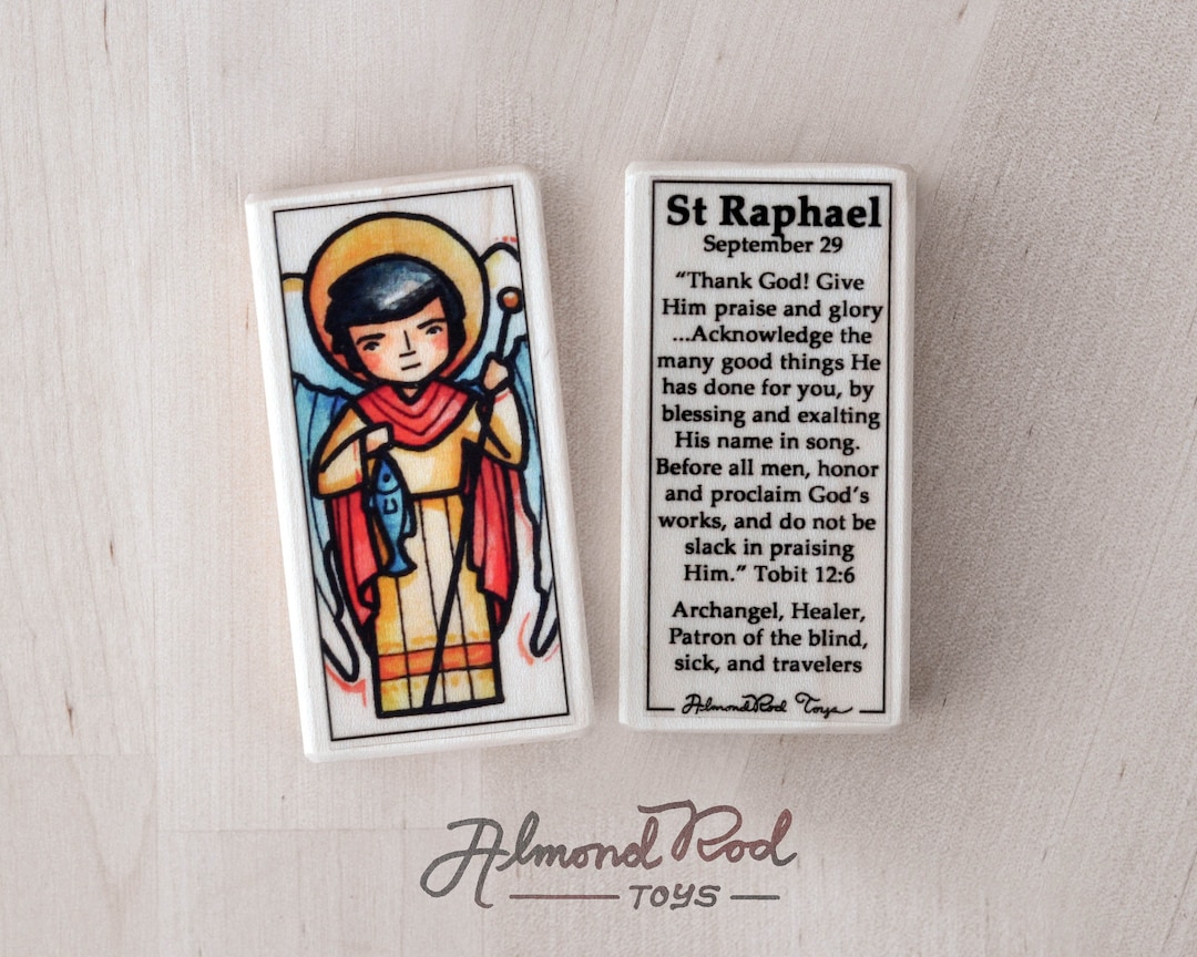 St Raphael the Archangel Patron Saint Block With Gift Bag // Patron of ...