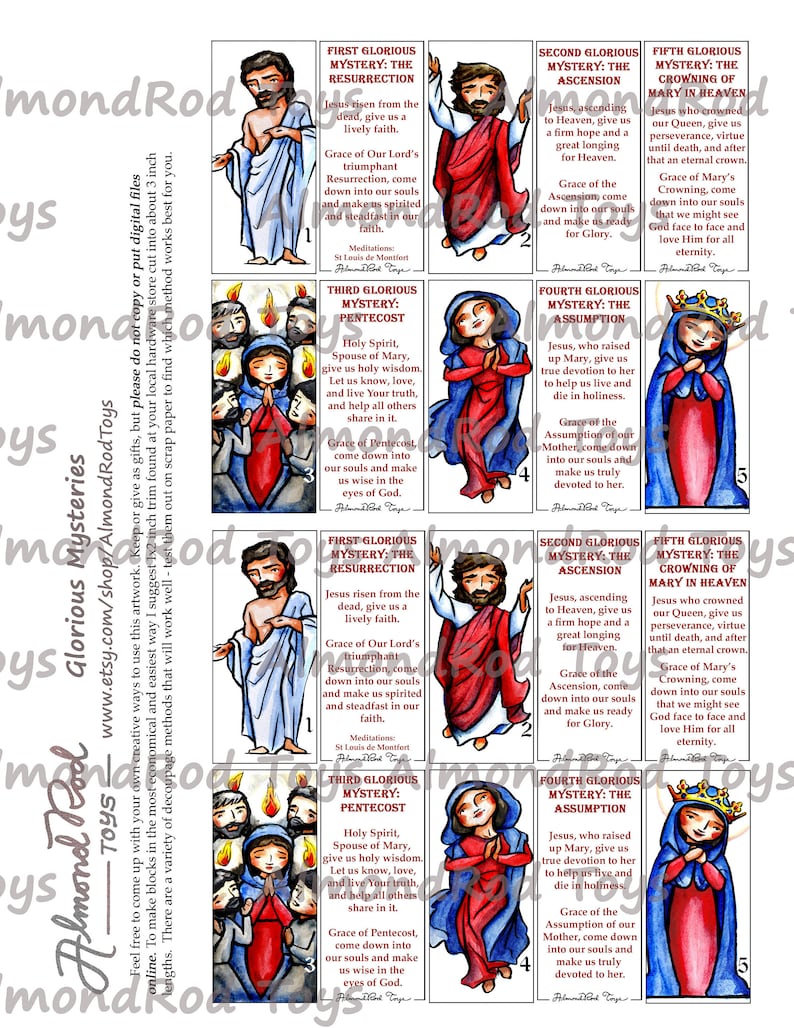 Luminous Mysteries Rosary Paper Craft Sheet // Catholic DIY by | Etsy