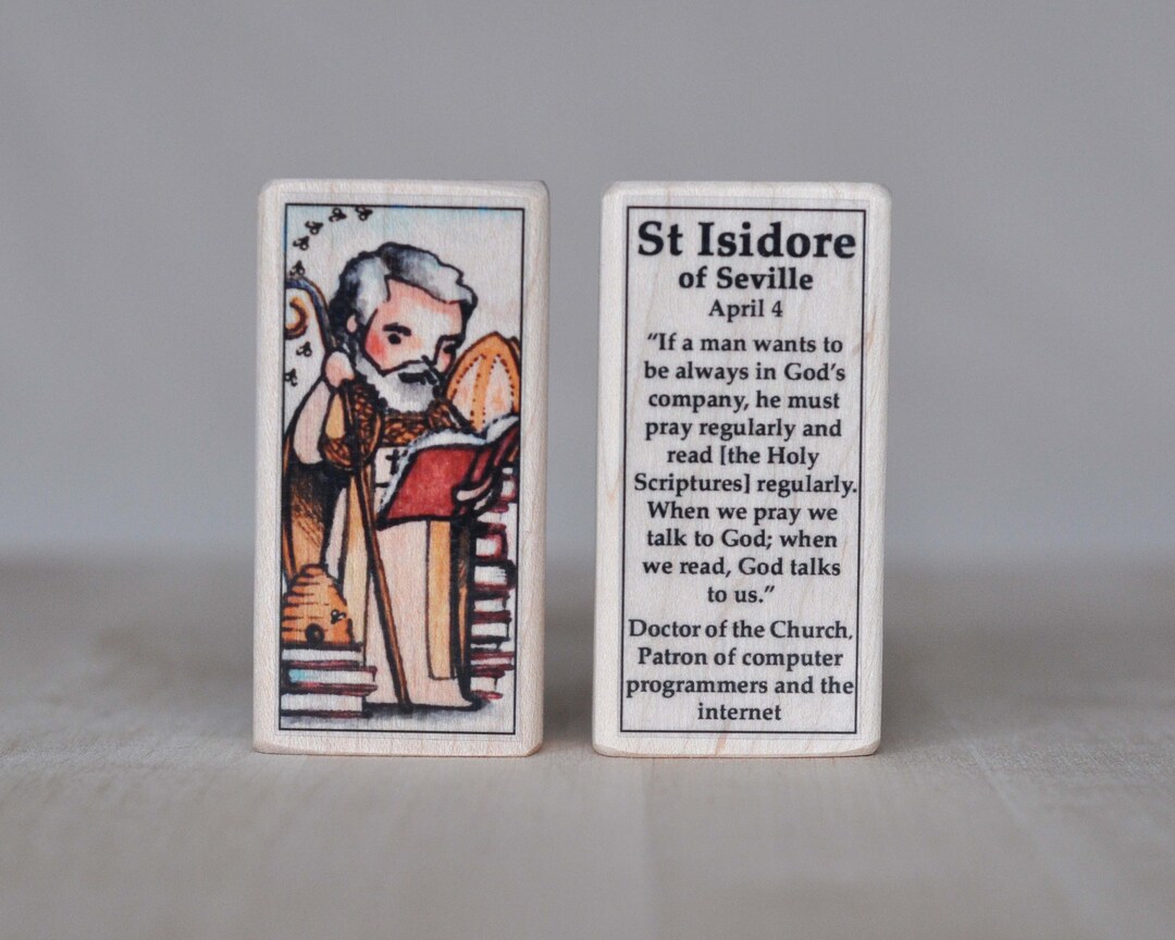 St Isidore of Seville Patron Saint Block With Gift Bag // Patron of the ...
