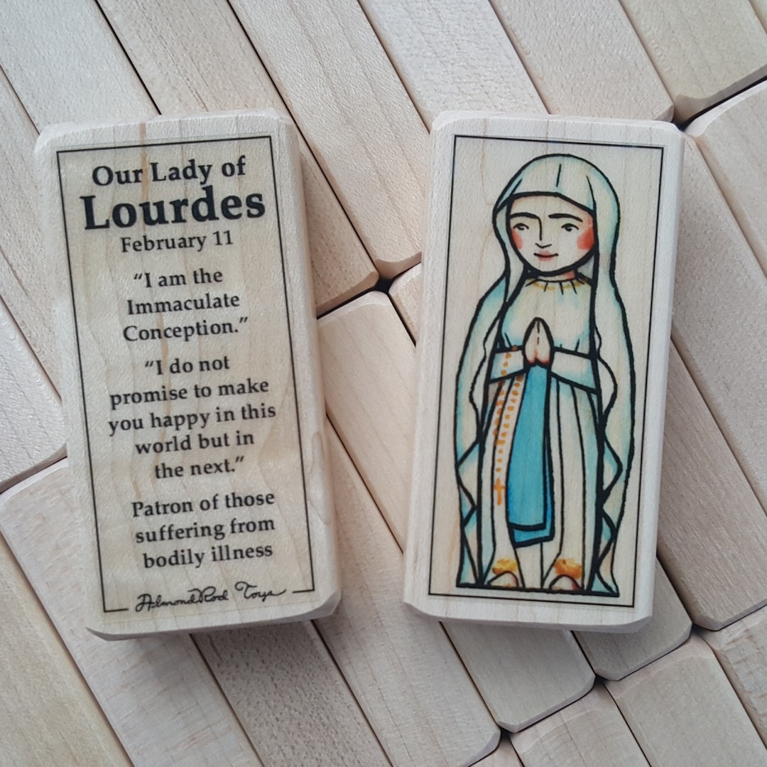 Our Lady of Lourdes Patron Saint Block With Gift Bag // St Mary, Marian ...