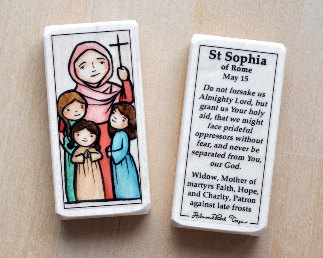 St Sophia of Rome Patron Saint Block With Gift Bag // Widow, Mother of ...