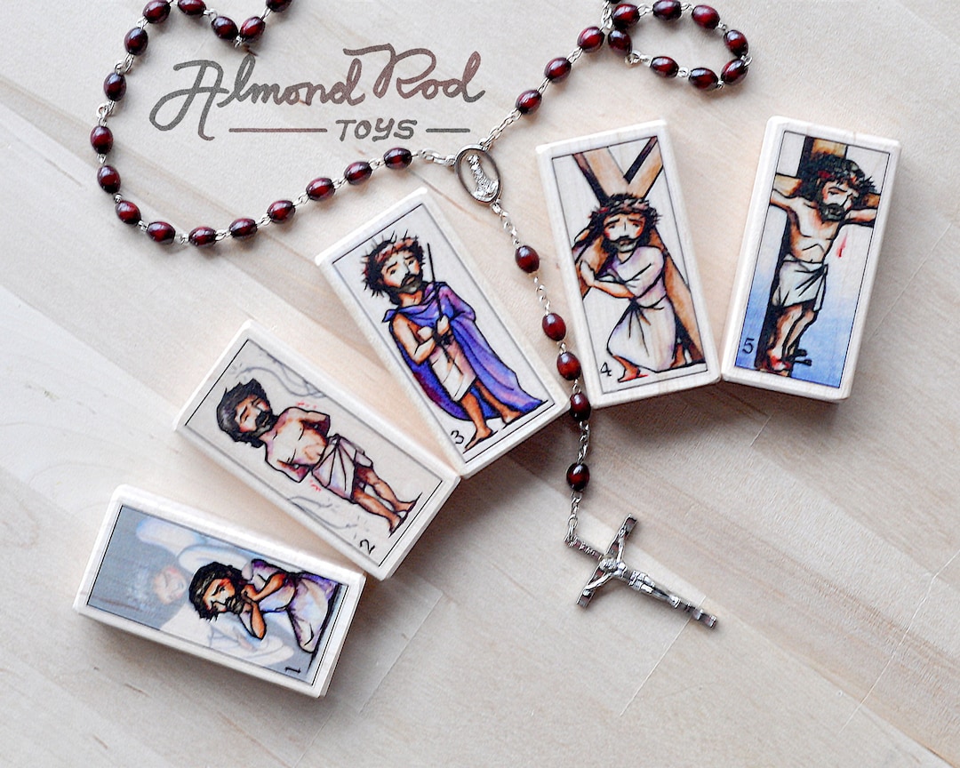 Sorrowful Mysteries / 5 Rosary Blocks / Prayers by St Louis De Montfort / Original Artwork by ...