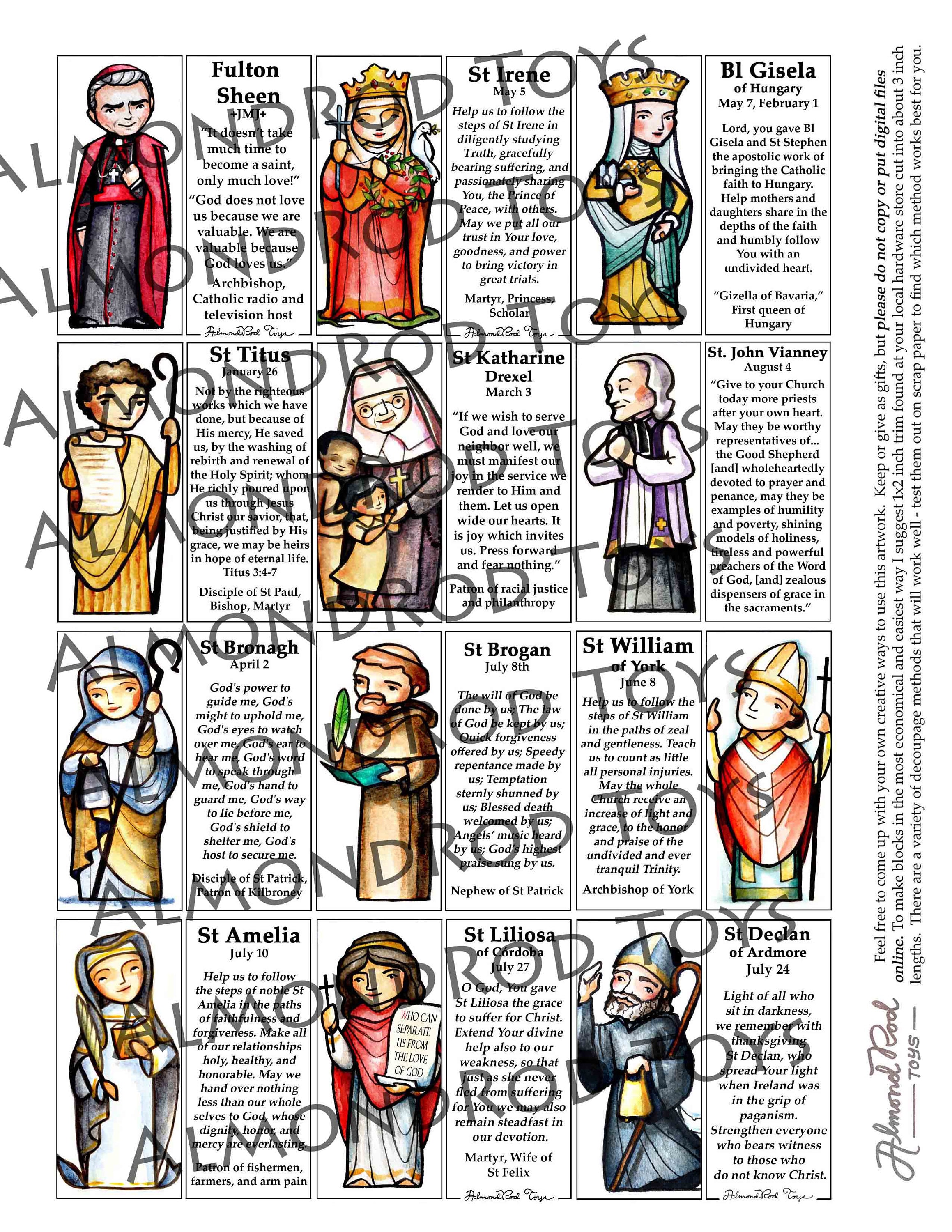 Saint Collection Craft Sheets // 12 different saints per page // 24 ...