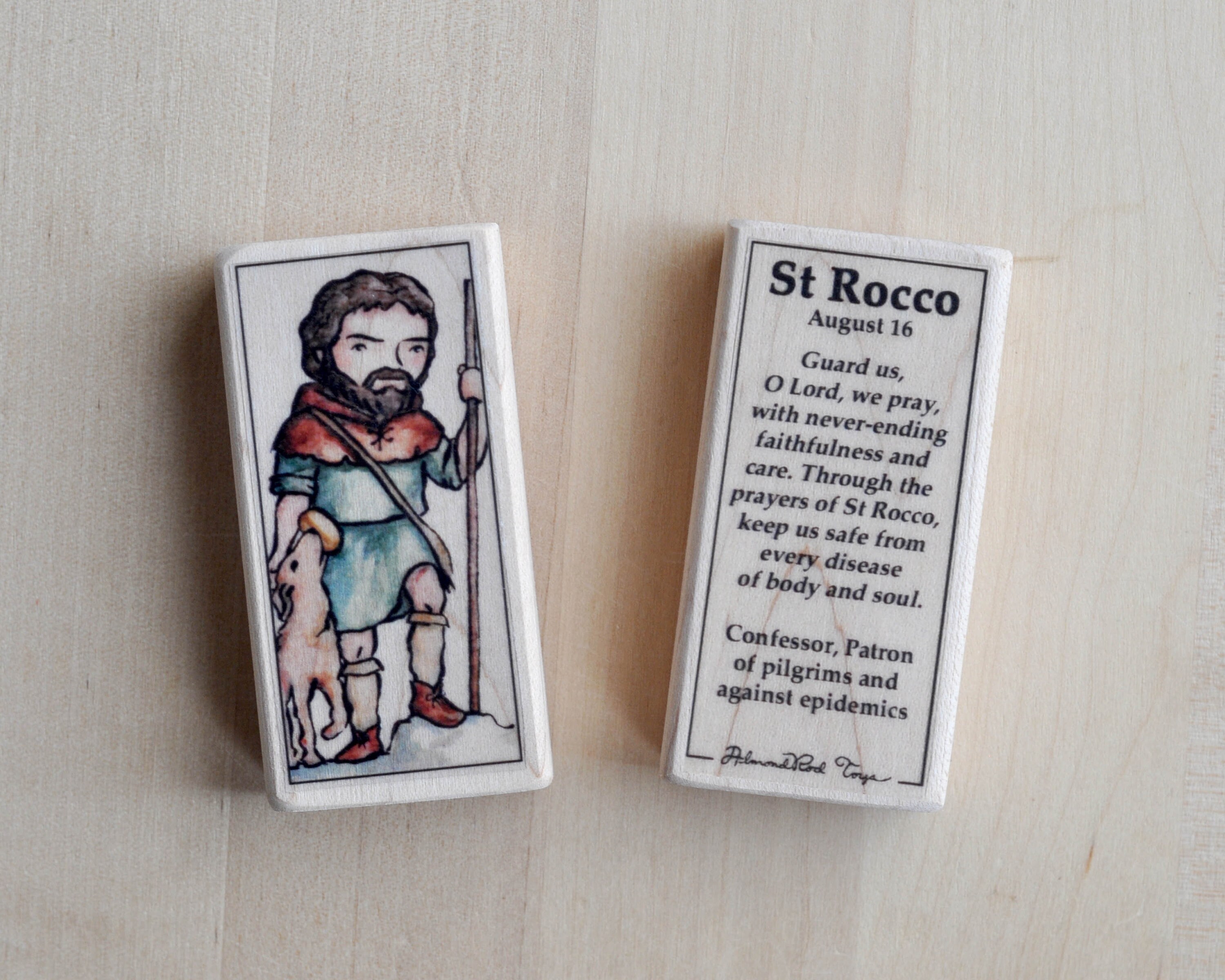 St Roch or Rocco Patron Saint Block with gift bag // Patron | Etsy