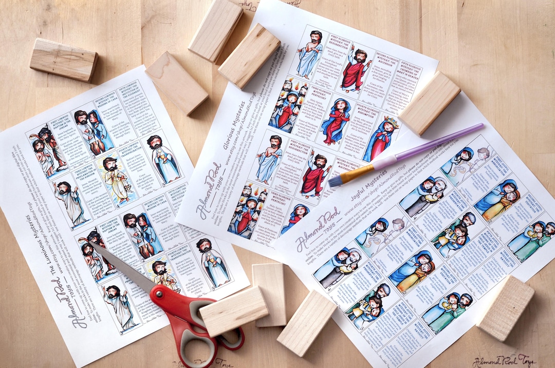 Joyful Mysteries Rosary Paper Craft Sheet // Catholic DIY by Almondrod ...