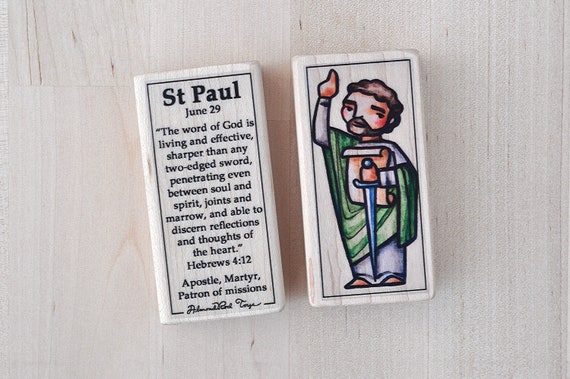 St Paul Patron Saint Block with gift bag // patron of missions | Etsy