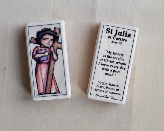 St Julia of Corsica Patron Saint Block With Gift Bag // Patron | Etsy