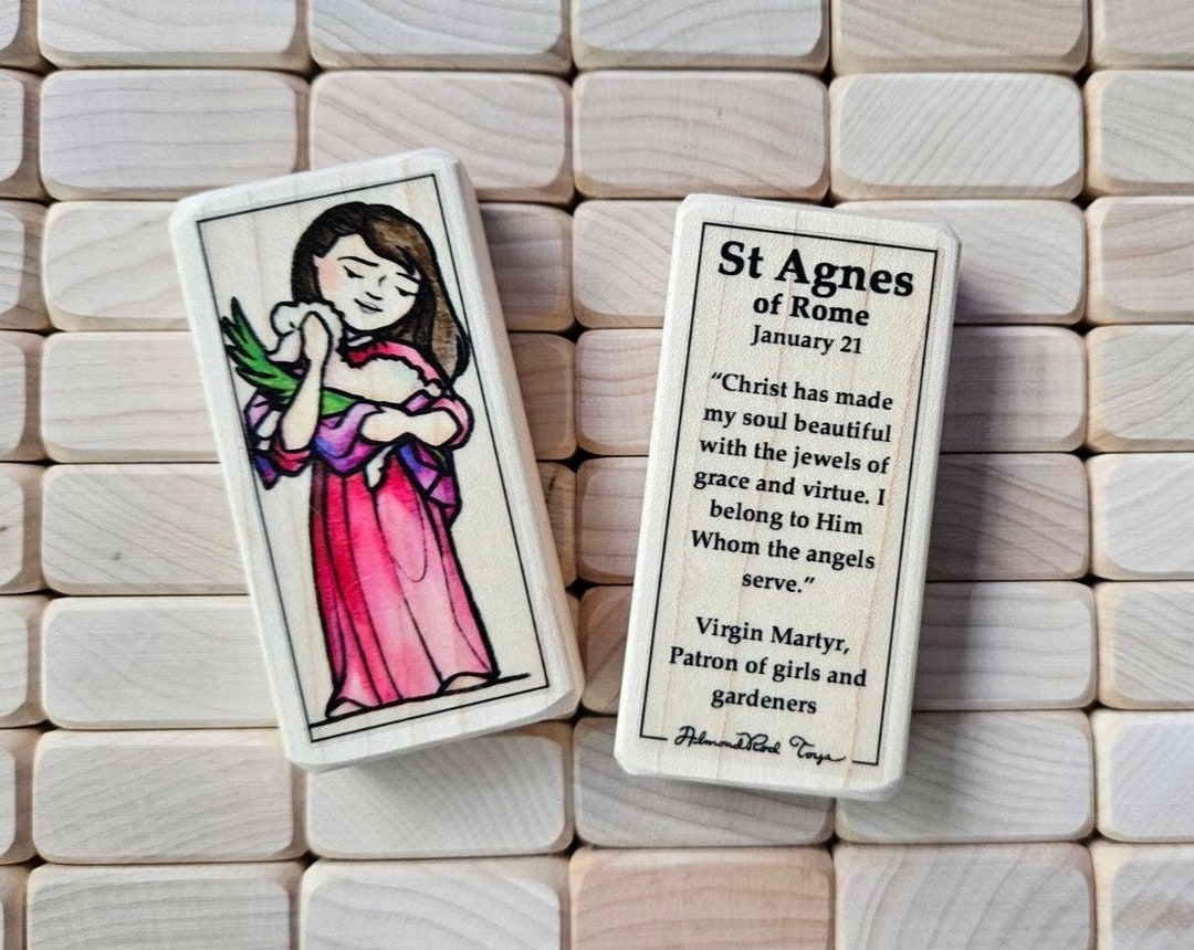 St Agnes Patron Saint Block With Gift Bag // Patroness of Girls ...