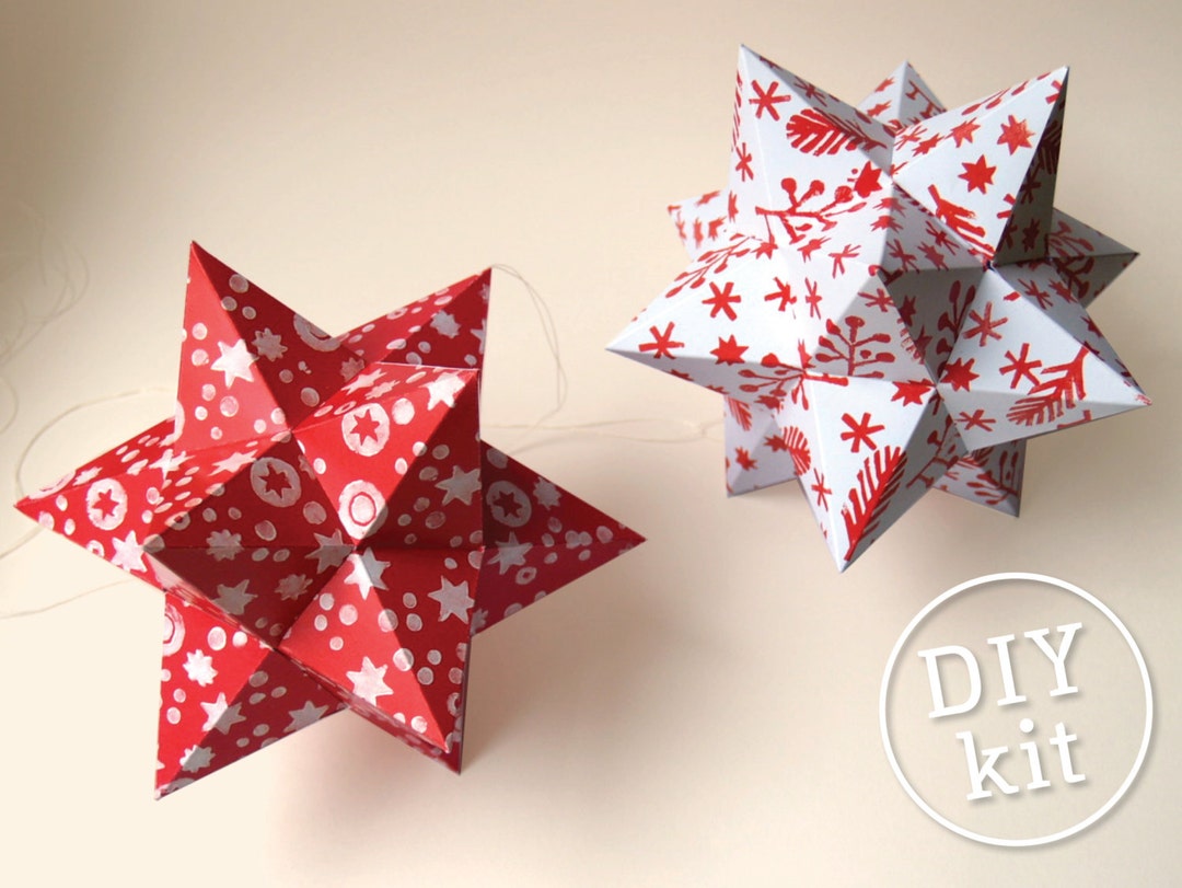 2 Printable Paper Christmas Stars. Geometric Christmas Ornaments ...