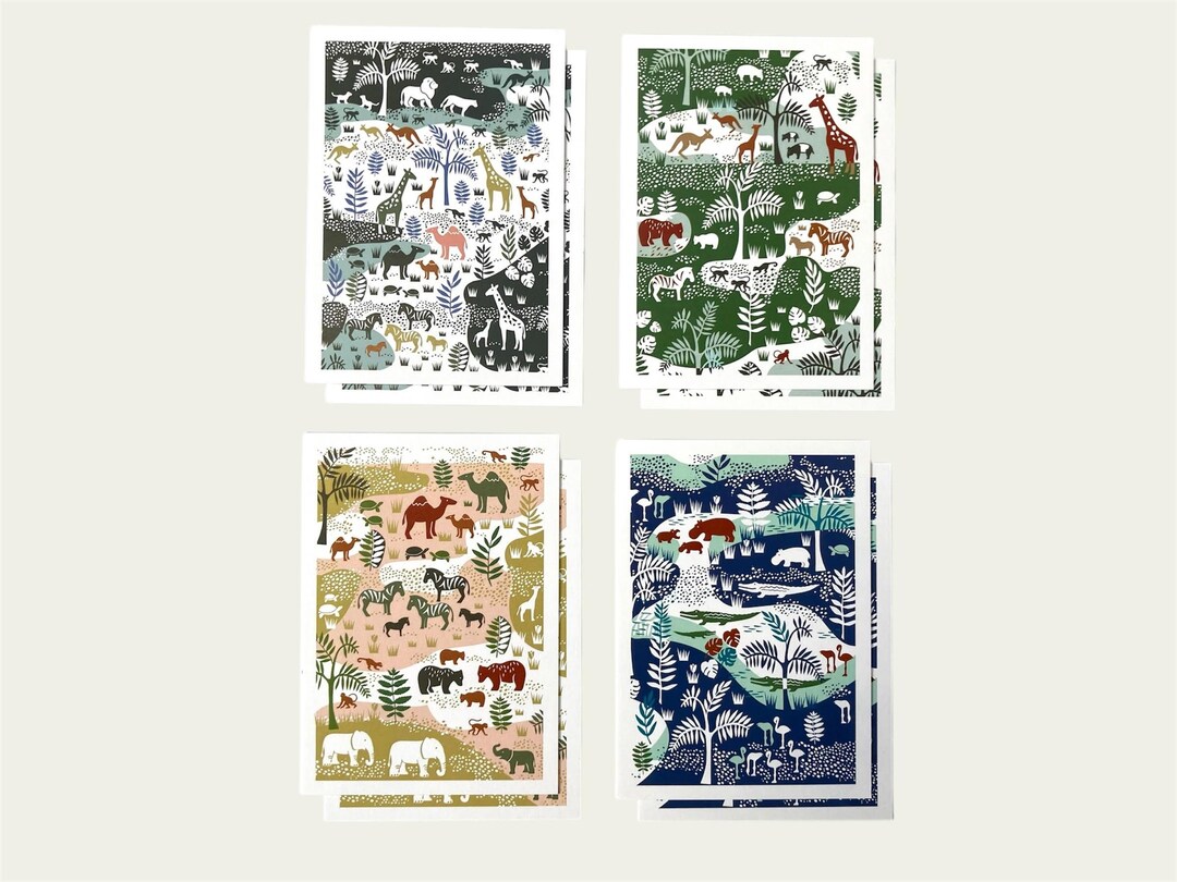 Wildlife Art Postcards: Colorful Animal Greeting Cards - Set of 8 - Etsy
