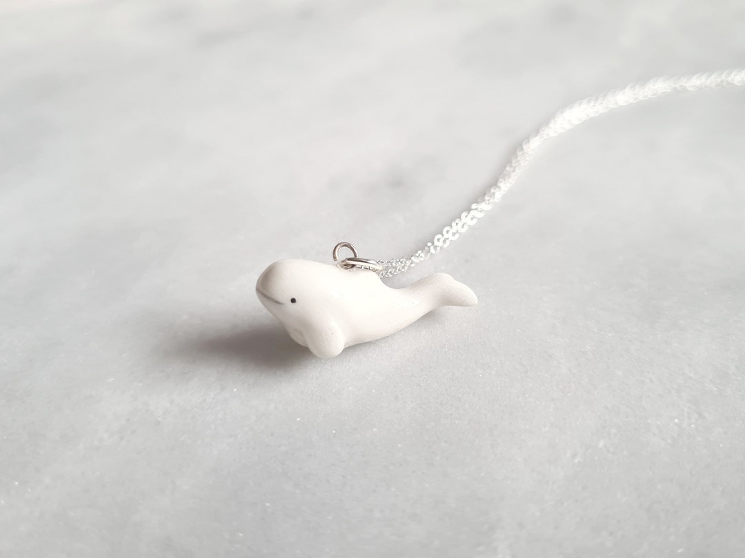 Silver Beluga Necklace 925 Sterling Silver Tiny Beluga Necklace Beluga ...