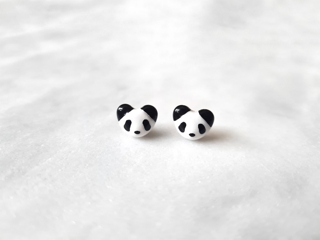 Handmade Panda Stud Earrings: 925 Sterling Silver Panda Jewelry - Etsy