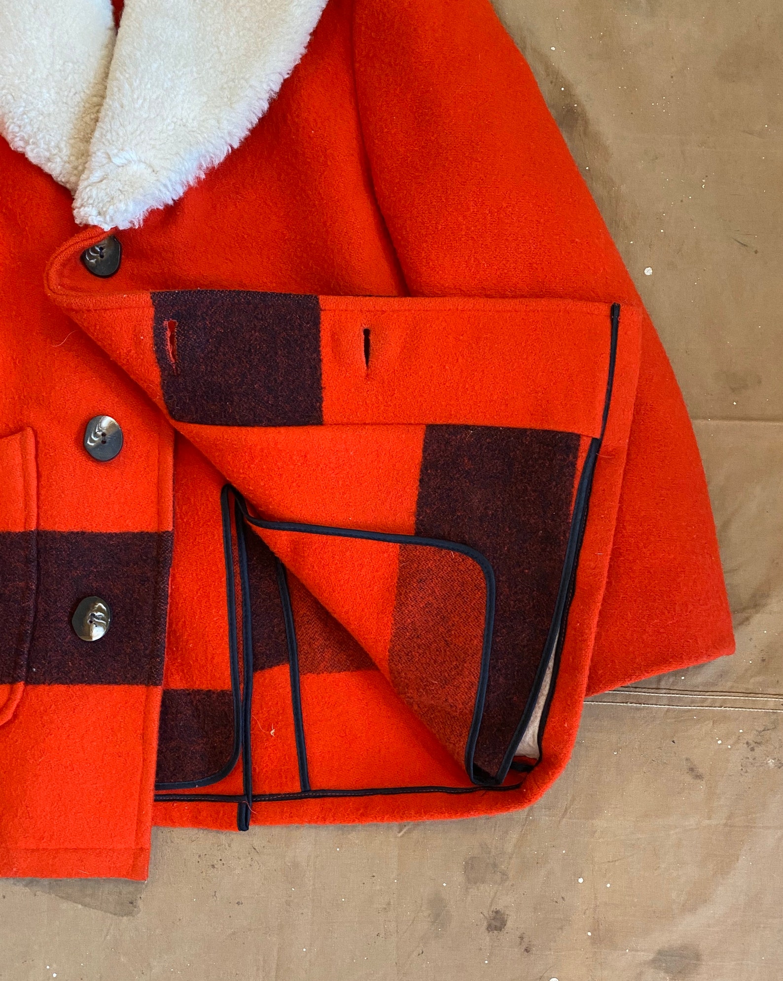Woolrich Wool Coat Shearling Shawl Collar Stripe | Etsy