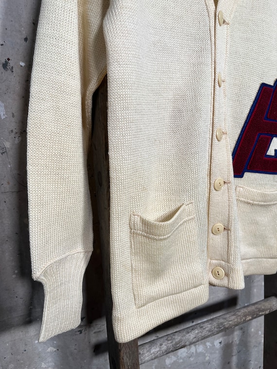 1950s Military School Letterman Cardigan Wool Sweater - Gem