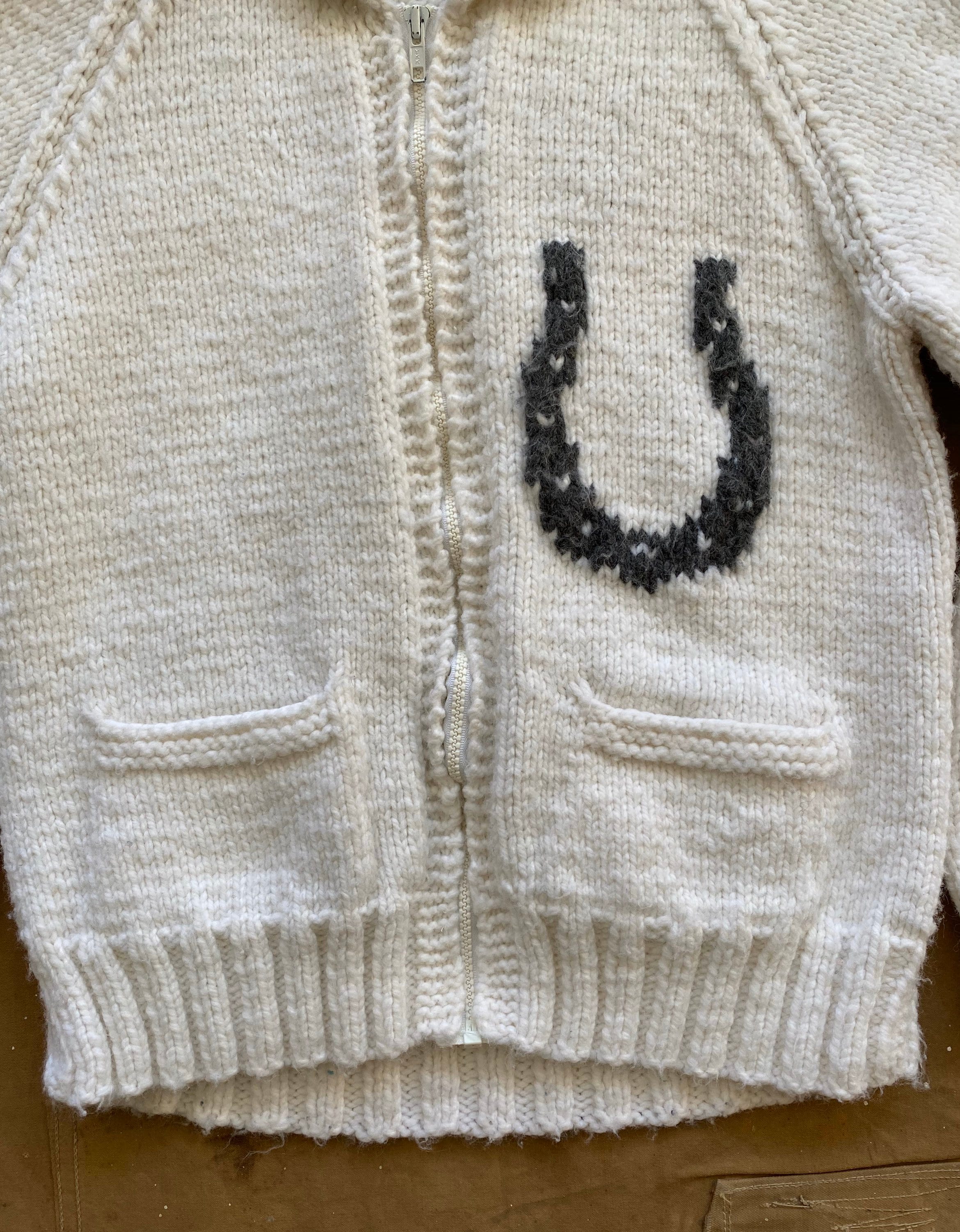 70s Cowichan Wool Sweater Horse Cardigan 70s Cowichan Wool Sweater Horse Cardigan