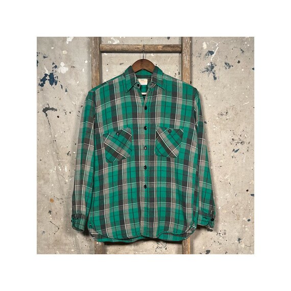 1950s Sears Plaid Flannel Work Shirt - Gem
