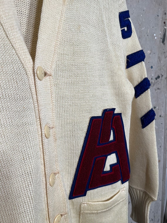 1950s Military School Letterman Cardigan Wool Sweater - Gem