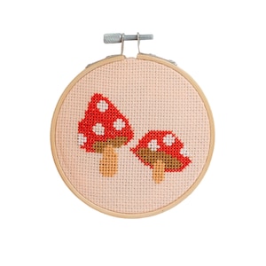 Toadstool Cross Stitch Kit - Red - Etsy