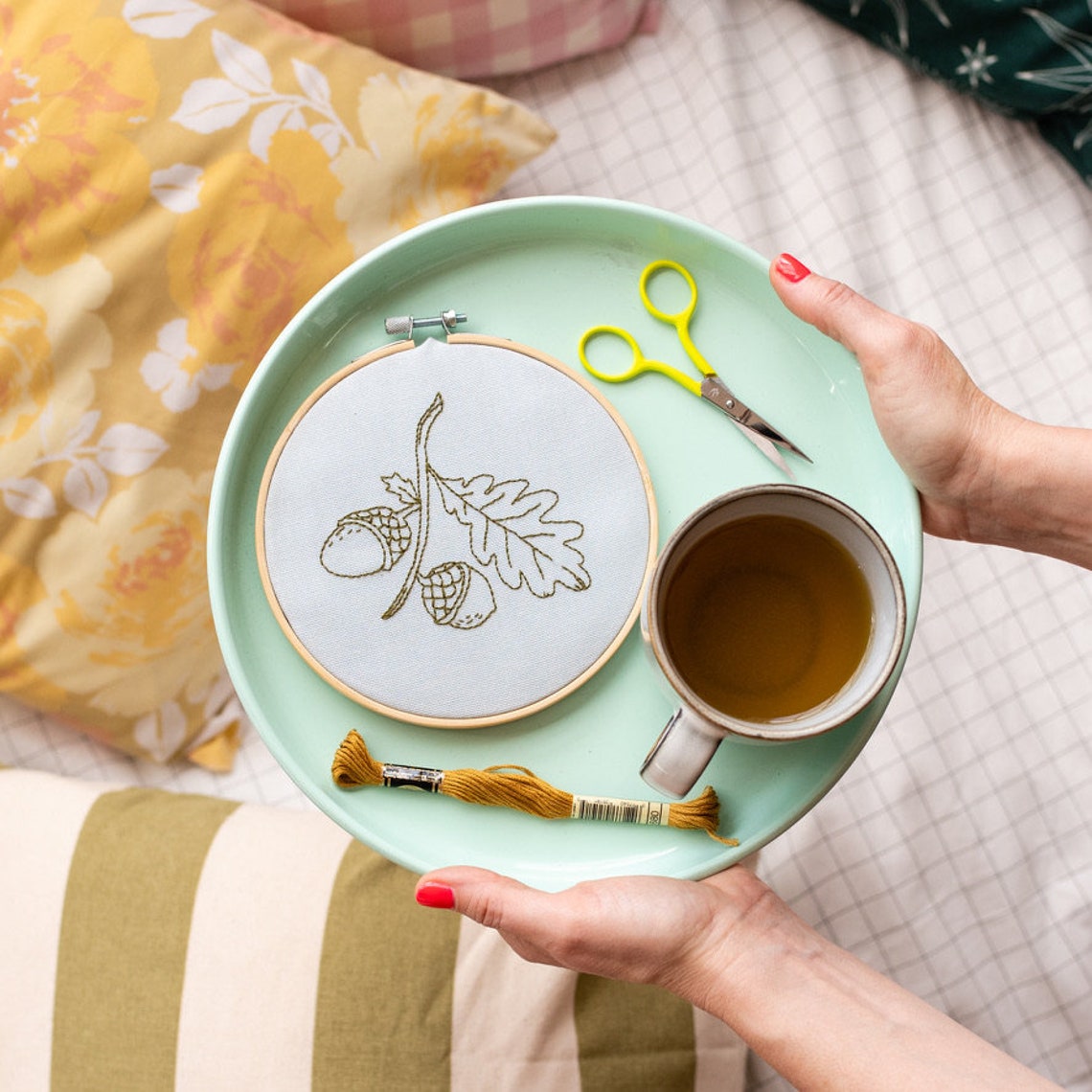Hoop Embroidery Kit Acorn - Etsy