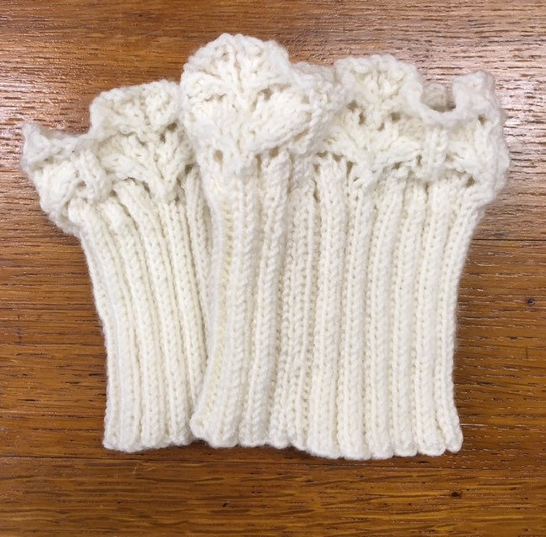 Knit Boot Cuff, Lace and Ribbing Hand Knit in Merino Wool, Boot Toppers ...