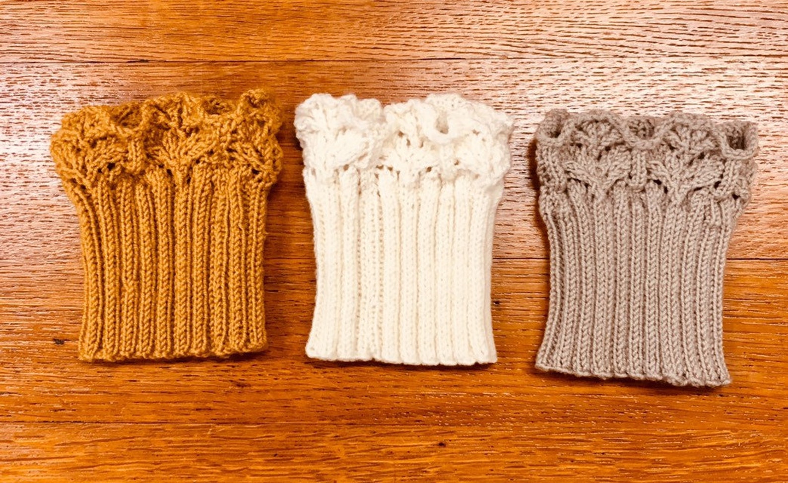 Knit Boot Cuff Lace and Ribbing Hand Knit in Merino Wool - Etsy