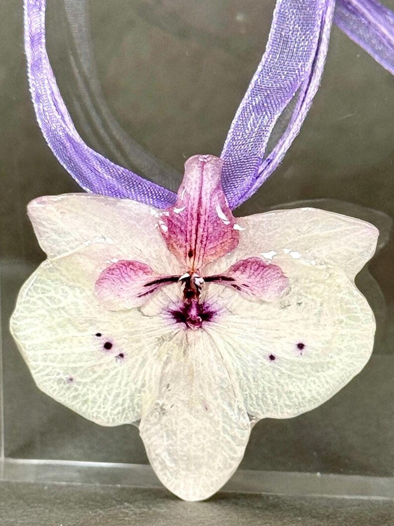 Real Orchid Pendant Necklace – Natural Flower Jewelry With Purple ...