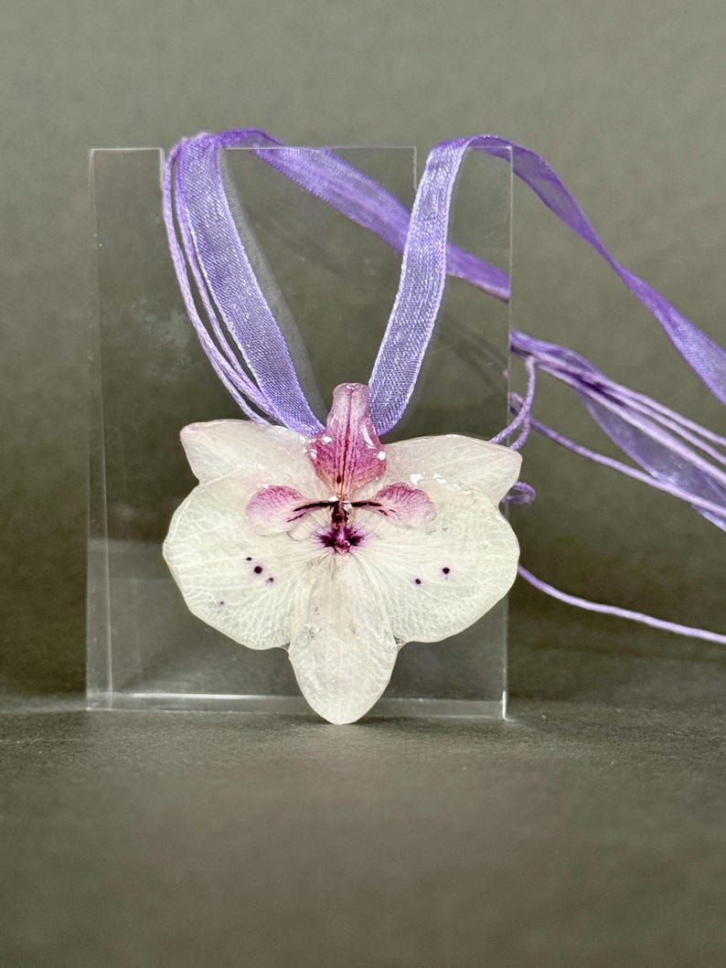 Real Orchid Pendant Necklace – Natural Flower Jewelry With Purple ...