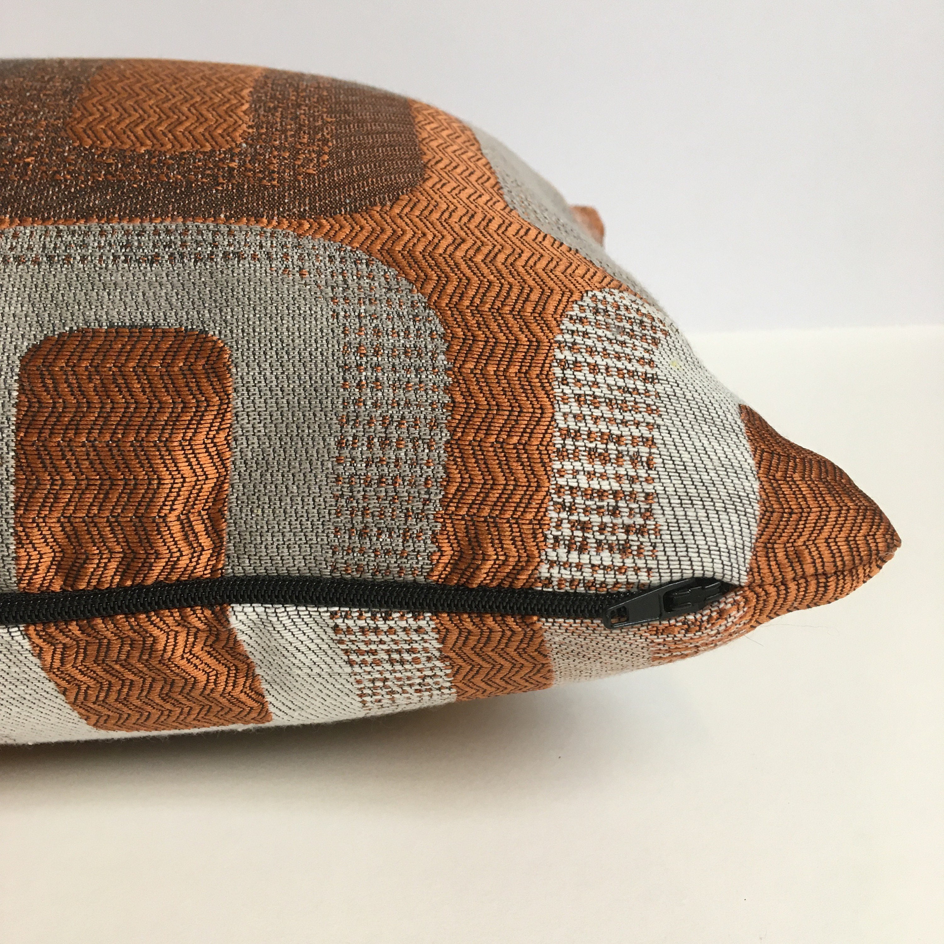 Copper Grey Black Metallic Woven Geometric Rectangular Scatter Bolster ...