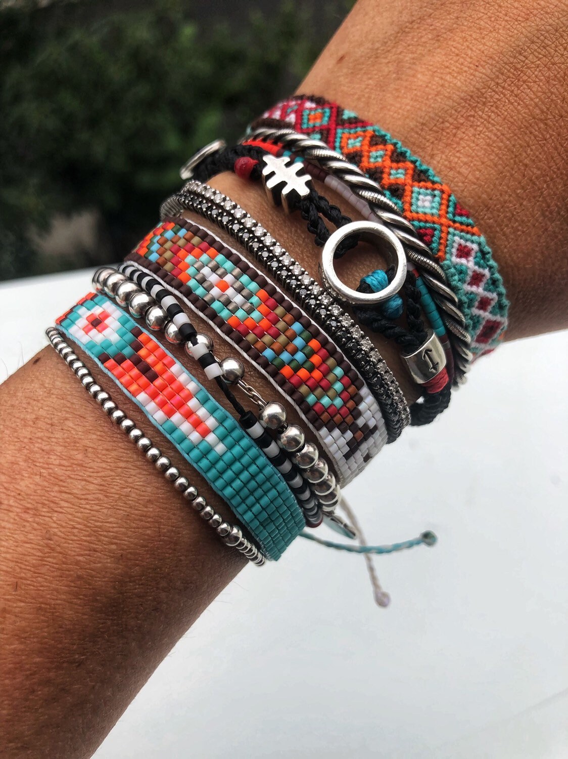 4 Pcs Friendship Bracelet Stack, Mixed Braided / Beaded, Miyuki, Made ...