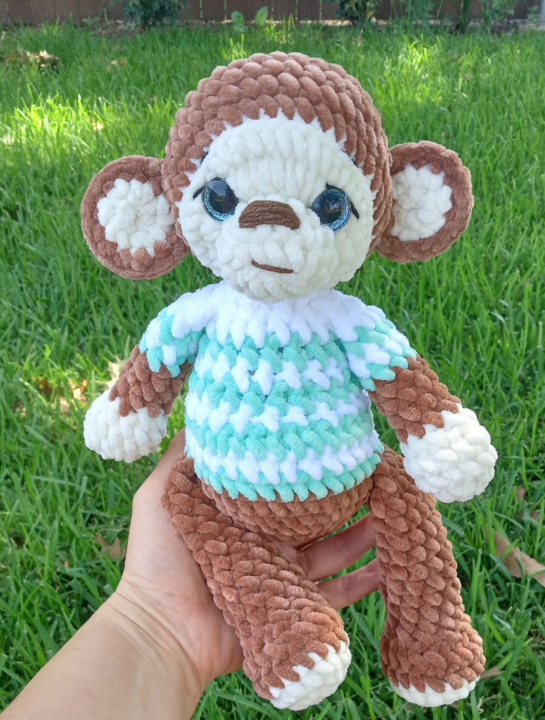 Crocheted Plush Monkey: Soft Yarn Stuffed Animal (10 Inch) - Etsy