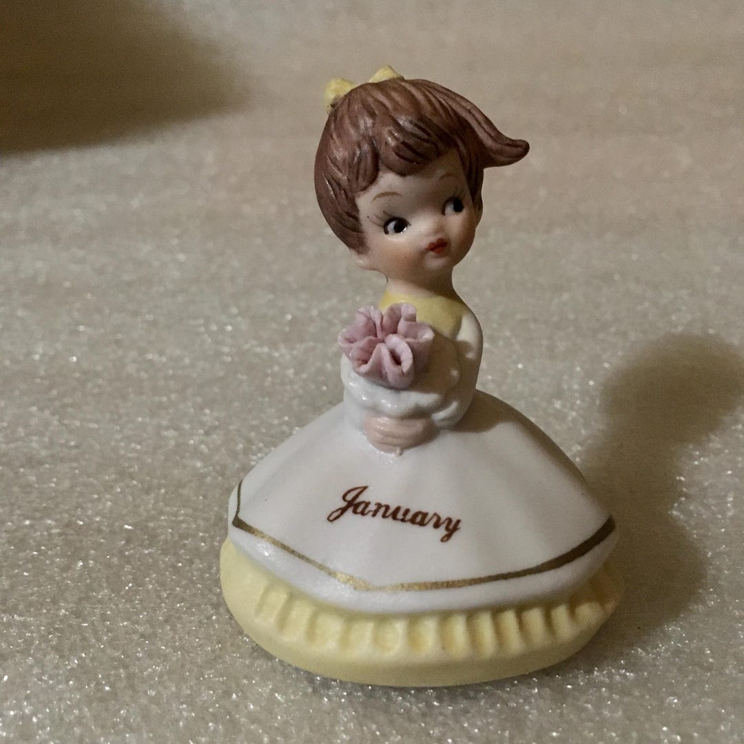 Vintage Hand Painted January Birthday Girl Holding Bouquet Figurine - Etsy
