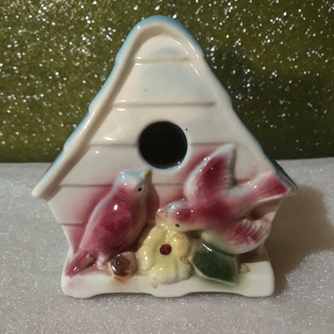 Vintage Rare Hand Painted Bird House With Red Birds With A Sunflower ...