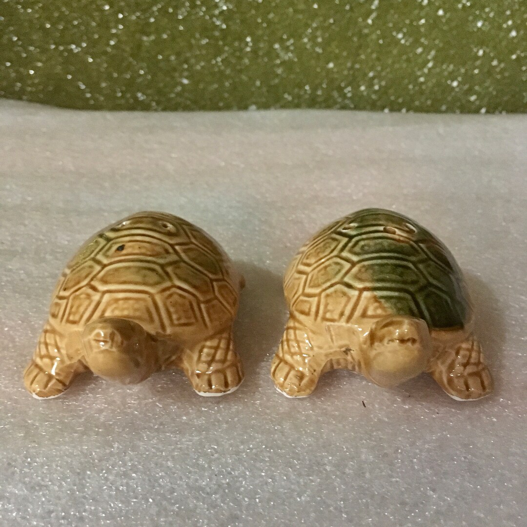 Vintage Hand Painted Set of Turtle Salt and Pepper Shakers - Etsy