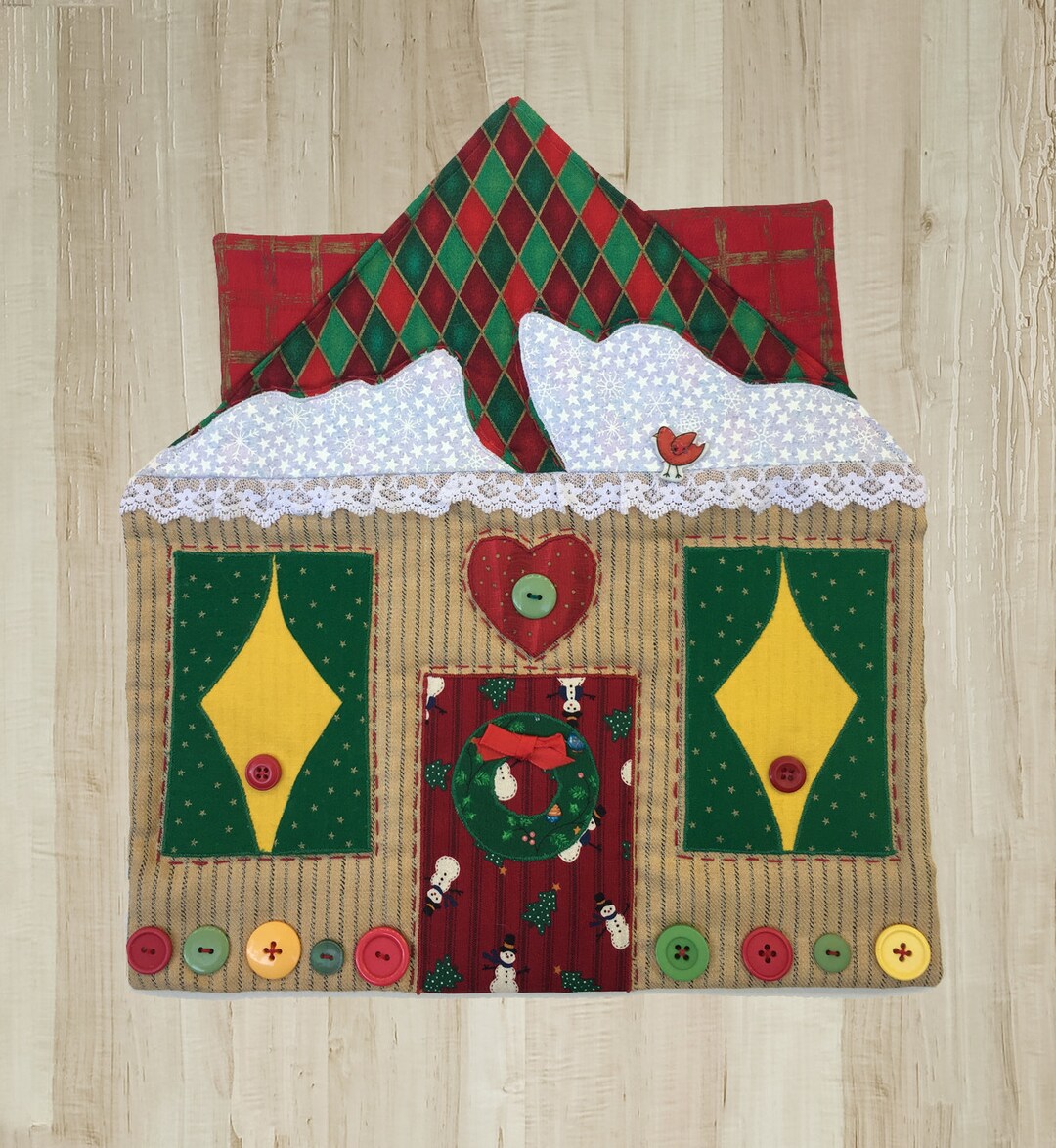 Quilted Gingerbread House Christmas Applique Wallhanging With Button ...