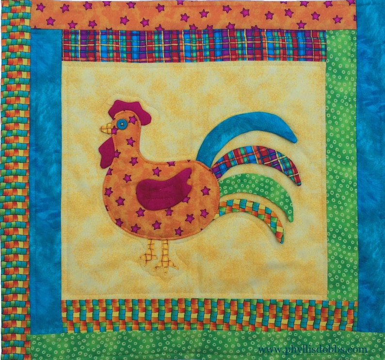 Rooster Crow Applique Wall Hanging Quilt INSTANT DOWNLOAD - Etsy