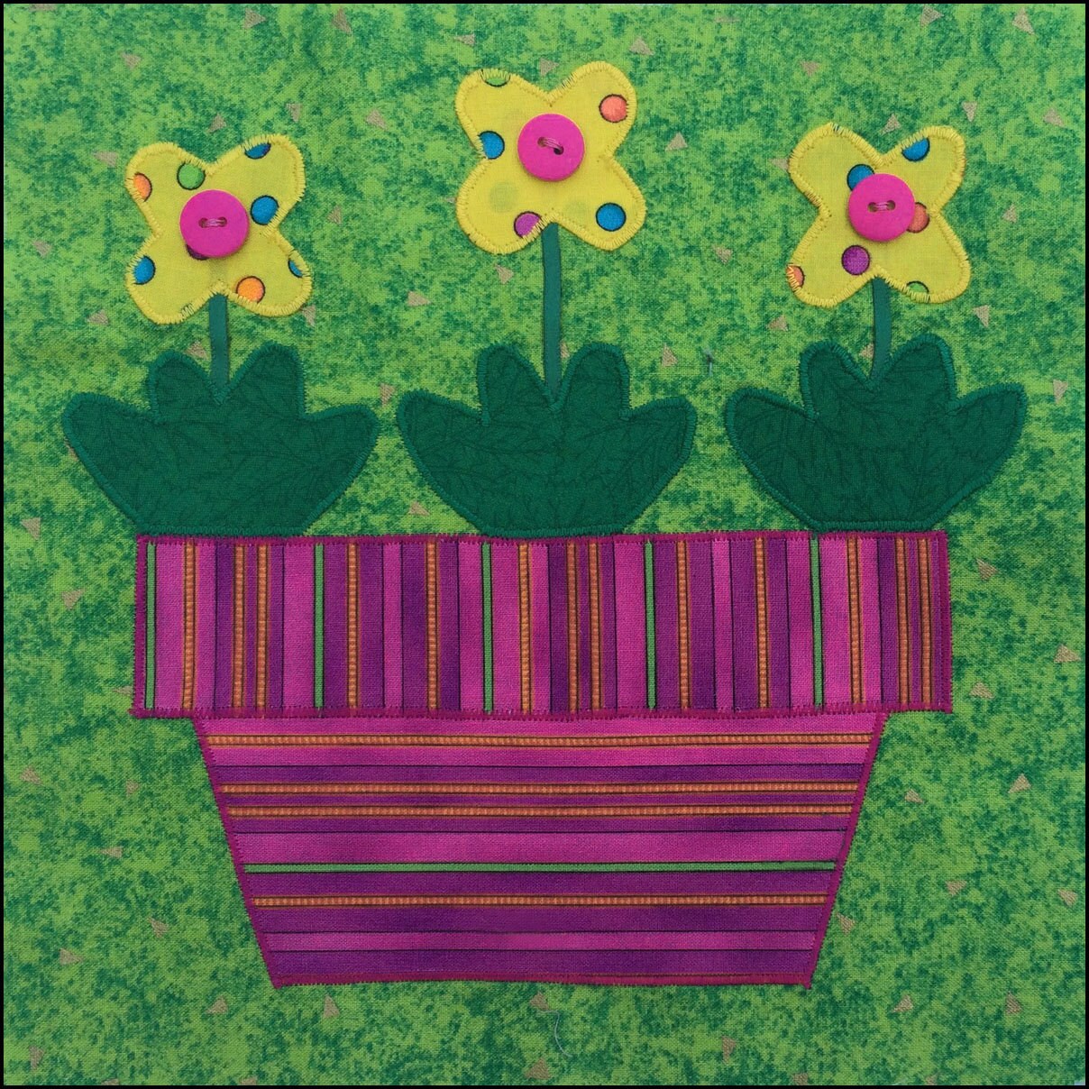 Flower Pot With Flowers Applique Quilt Block Pattern - INSTANT DOWNLOAD ...