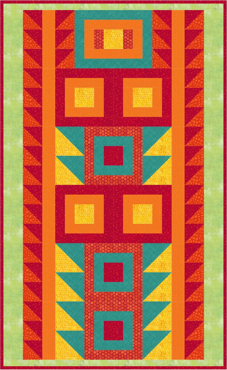 Hopscotch Pieced Quilt Pattern, Hst's, Colorful, Easy DIY, Asymmetrical ...