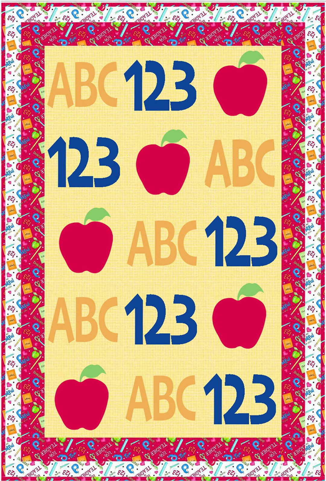 Back to School Quilt or Nap Mat Pattern for Kids, Applique Apple, ABC ...