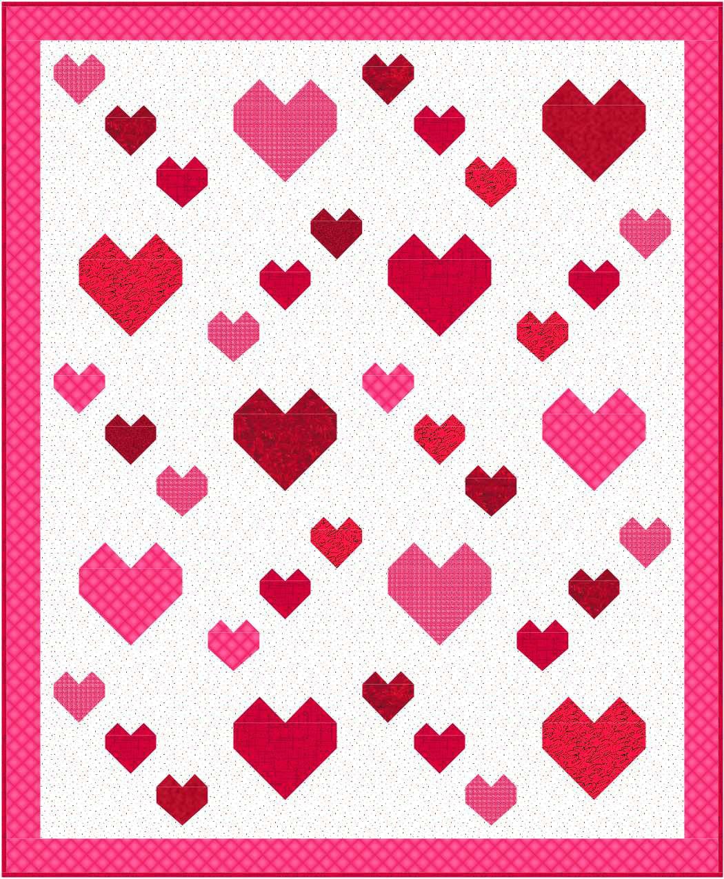Hearts Aplenty Pieced Quilt Pattern, Pieced Blocks, Random HST Hearts ...