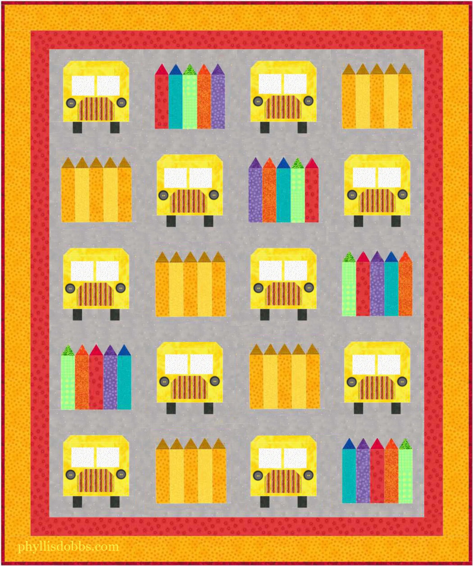 School Days Back to School Quilt Pattern, Pencils, Pieced and Applique ...