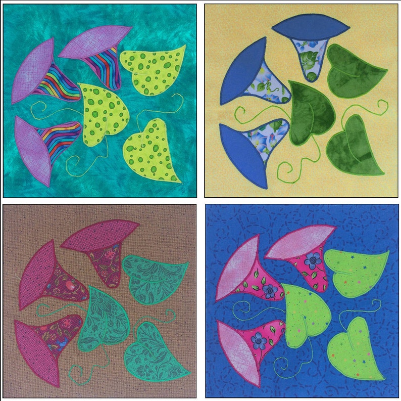Good Morning Glory Applique Quilt Block Pattern- INSTANT DOWNLOAD - Etsy
