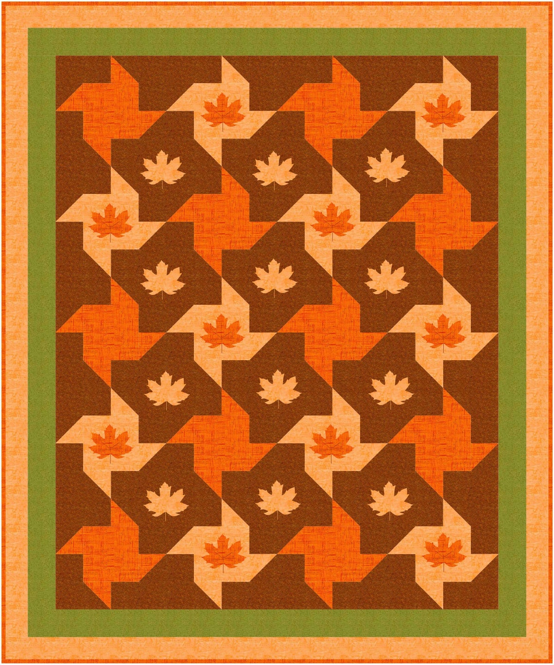 Fall Arrival Quilt Pattern, Leaf Applique, Pieced Blocks Patchwork ...