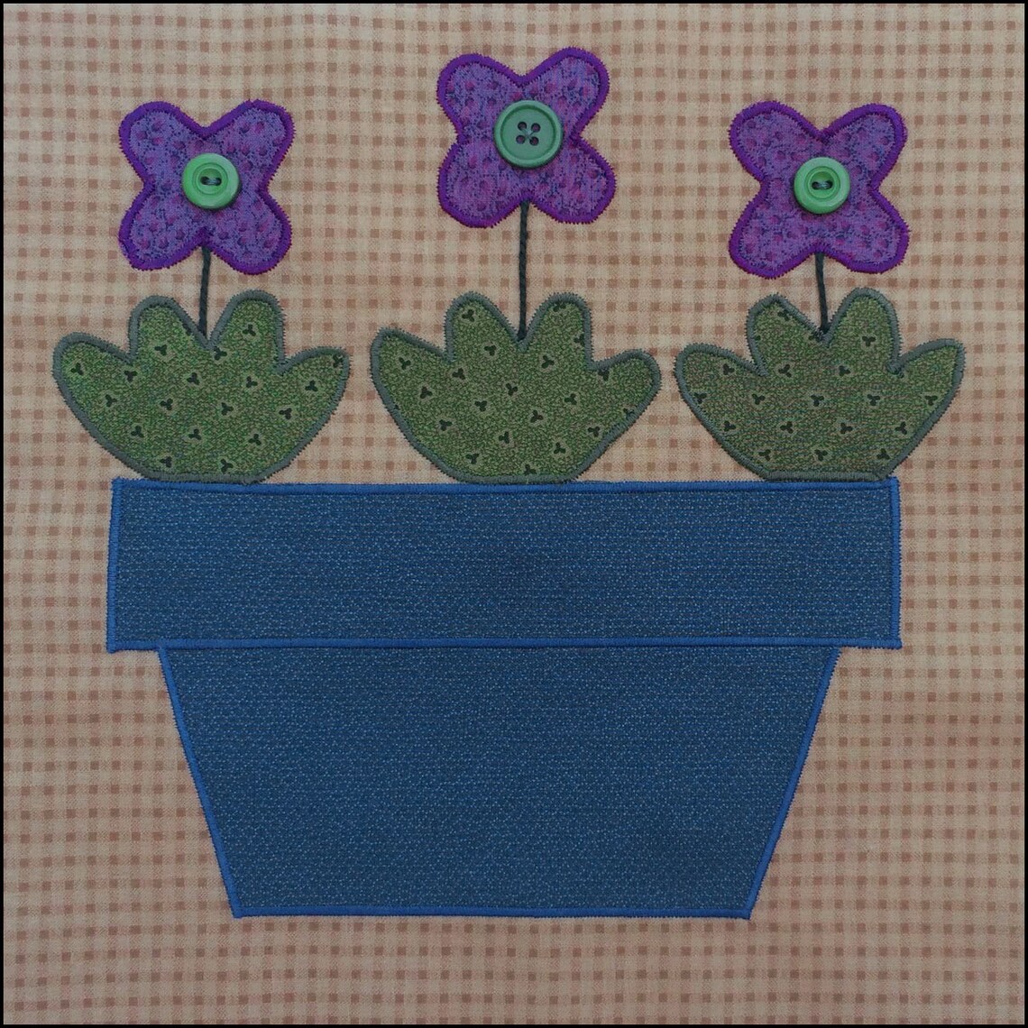 Flower Pot With Flowers Applique Quilt Block Pattern - INSTANT DOWNLOAD ...