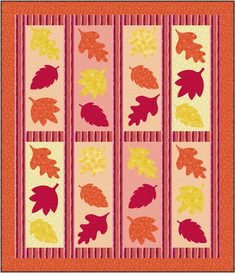 Falling Leaves Quilt Pattern Applique Leaves Download Now Etsy