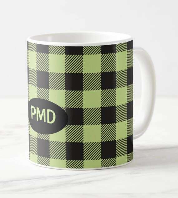 Lime Green Black Buffalo Plaid Monogram Initials Name | Etsy