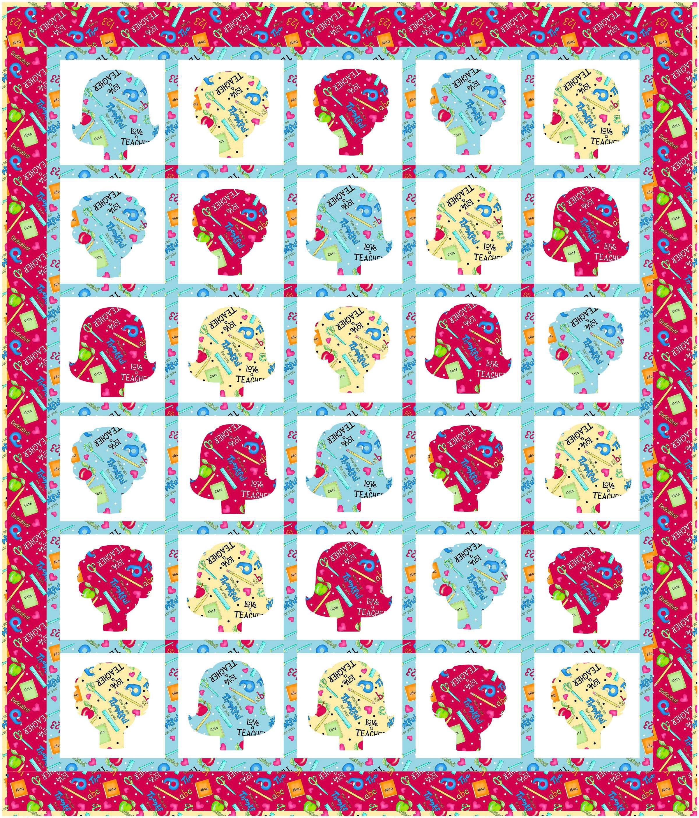 Teacher Appreciation Quilt Pattern, Back to School Classroom Quilt ...